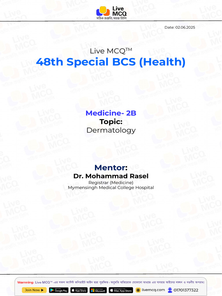 Medicine - 2B Dermatology Pa5AUAk | PDF | Psoriasis | Dermatitis