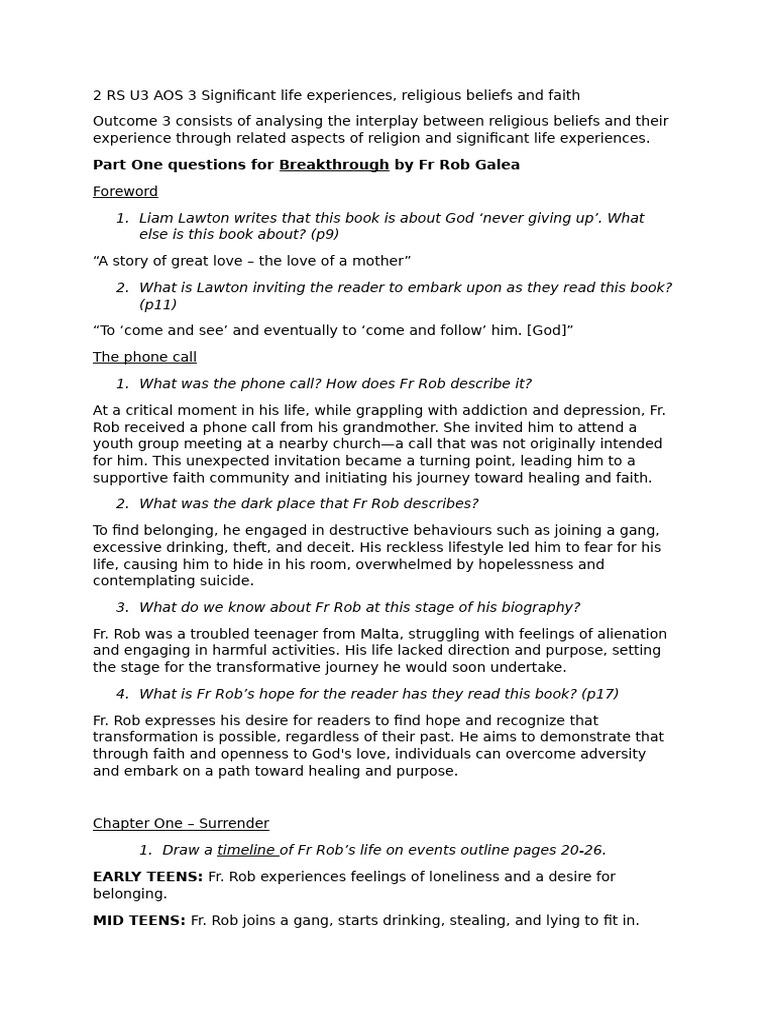 2025 12RS U3 Comprehension Questions For Breakthrough by FR Rob Galea ...