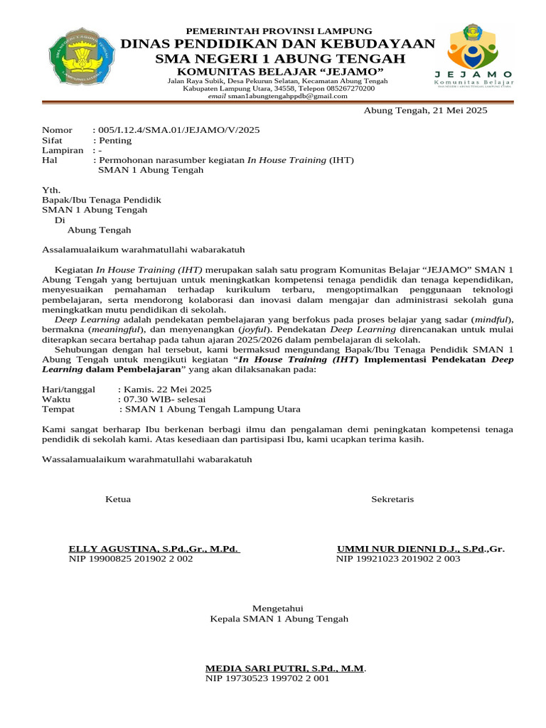 Surat Undangan Guru | PDF