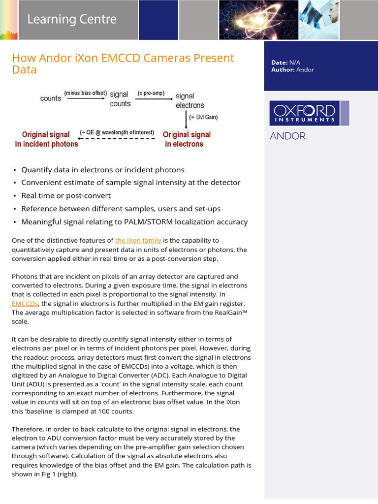 How Andor IXon EMCCD Cameras Present Data | PDF | Analog To Digital ...