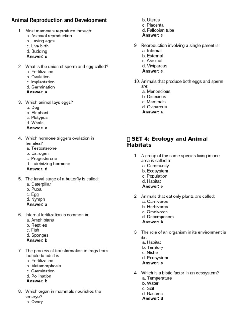 Animal Reproduction and Habitats | PDF | Egg | Sexual Reproduction