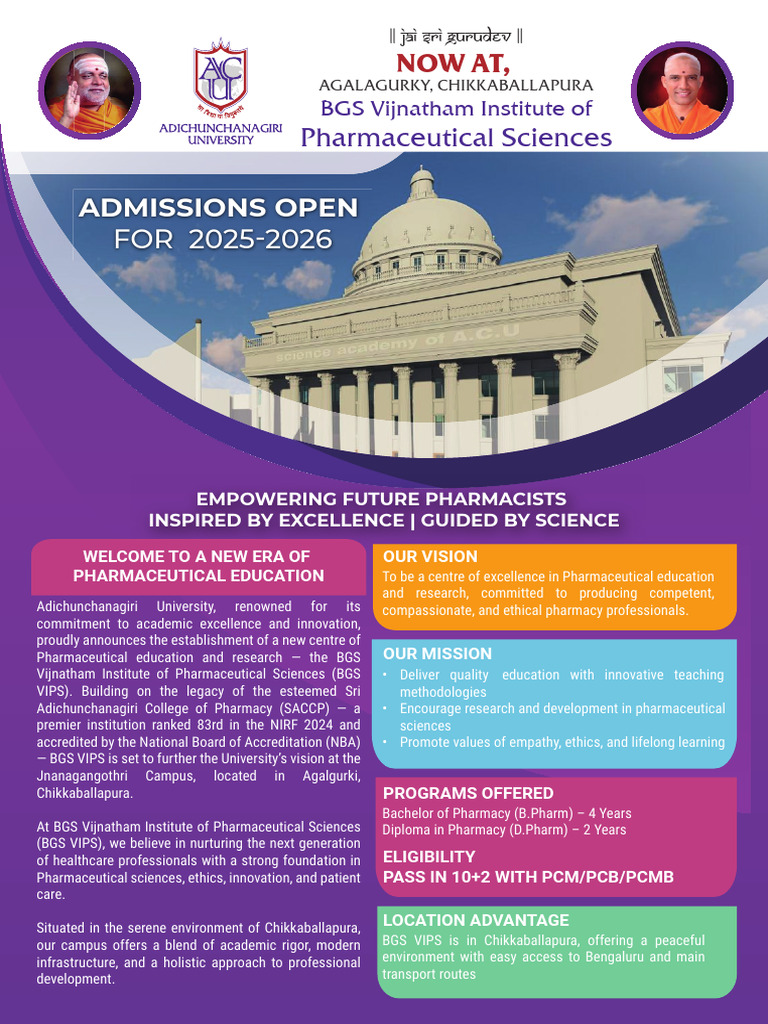 BGS Vijnatham Institute Admissions 2025-26 | PDF | Pharmacy | Health Care