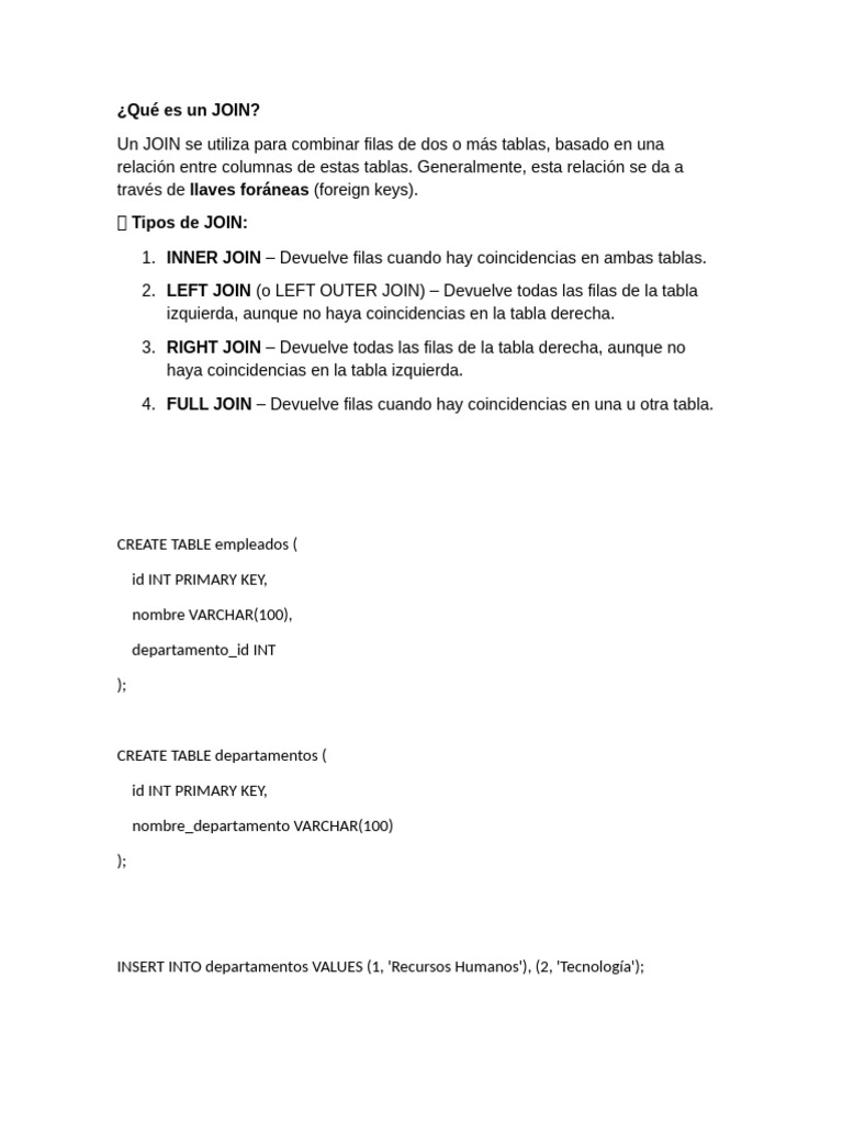 Qué Es Un JOIN | PDF