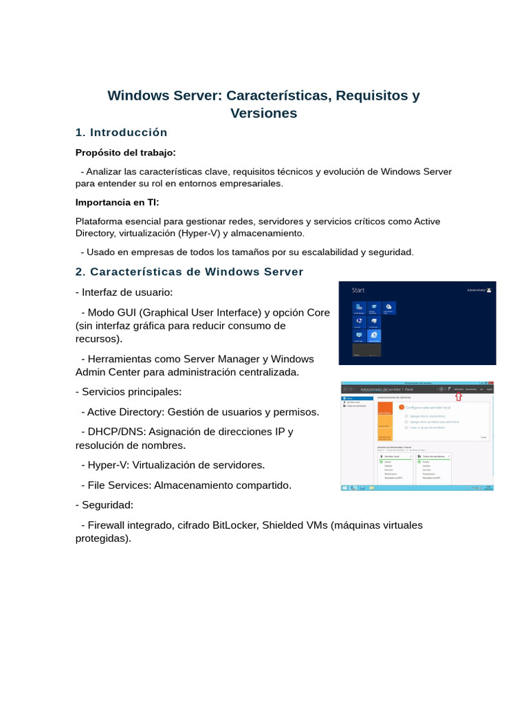 Windows Server: Características, Requisitos y Versiones | PDF | Microsoft Azure | Microsoft Windows