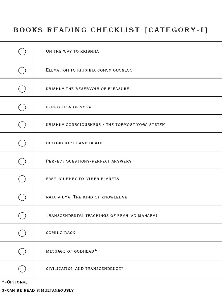 Books Reading Checklist | PDF
