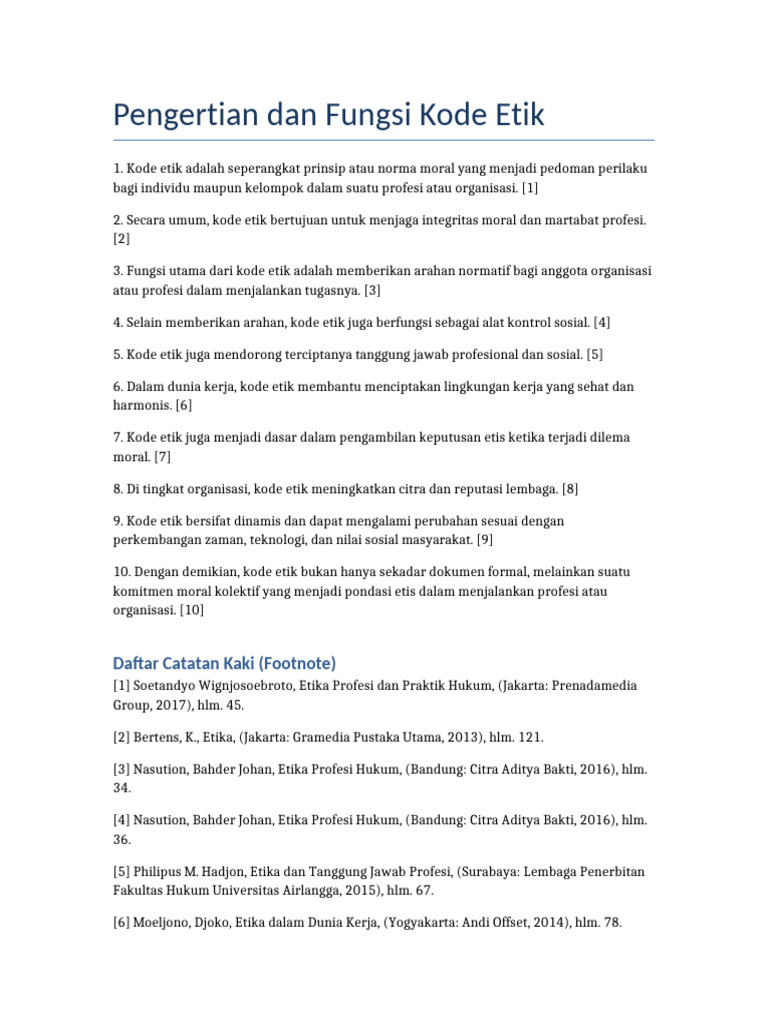Pengertian Dan Fungsi Kode Etik | PDF