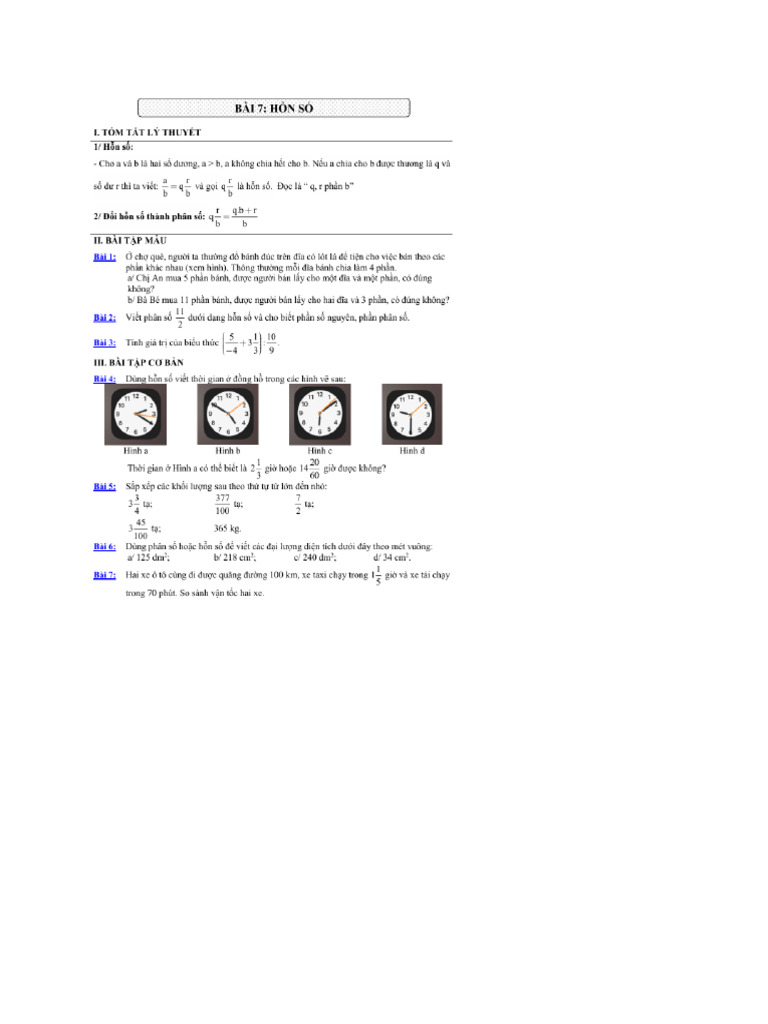 c5 b7 Hỗn Số (Lt+Bt) | PDF