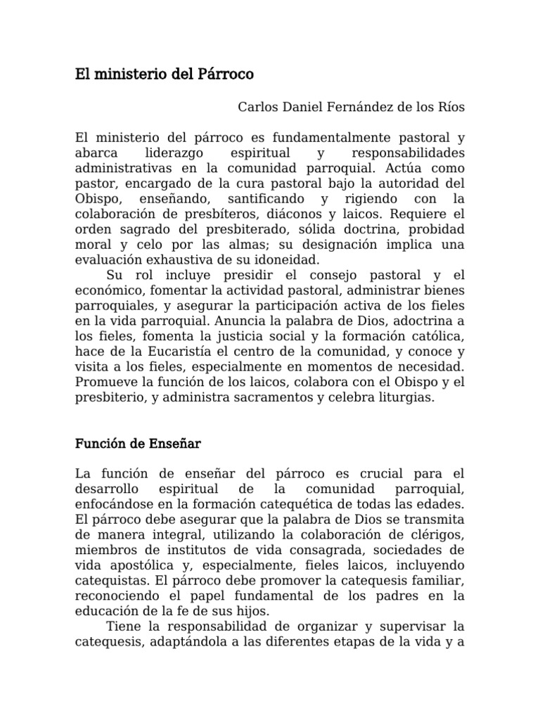 Funciones del Párroco en la Comunidad | PDF | Bautismo | Confirmación