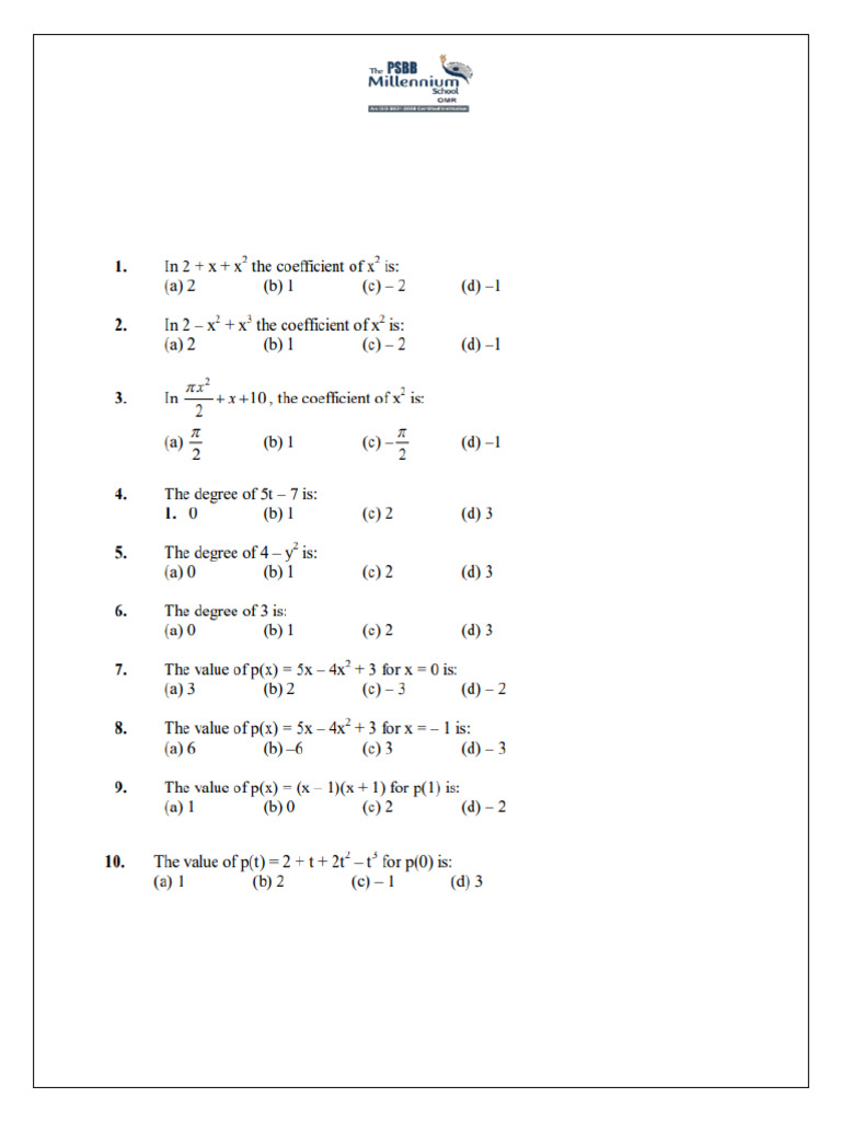 Polynomials - 1 | PDF