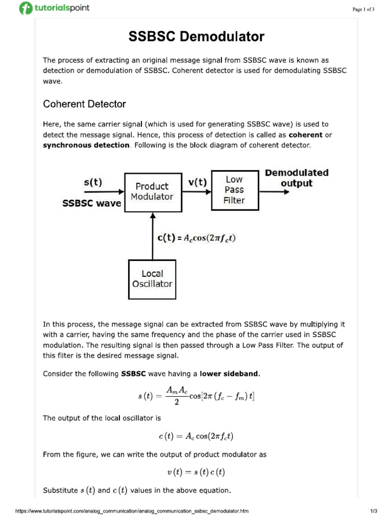 SSBSC Demodulation | PDF