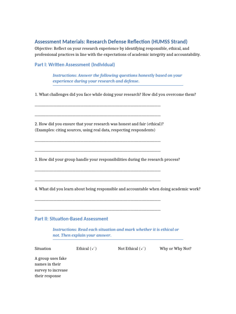 HUMSS Research Defense Assessment | PDF | Learning | Cognition