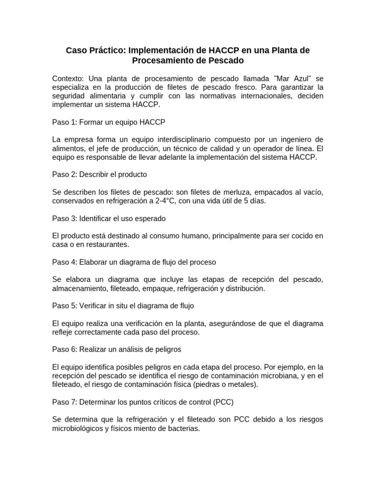 Implementación de HACCP en Pescado | PDF | Análisis de Riesgo y Puntos ...