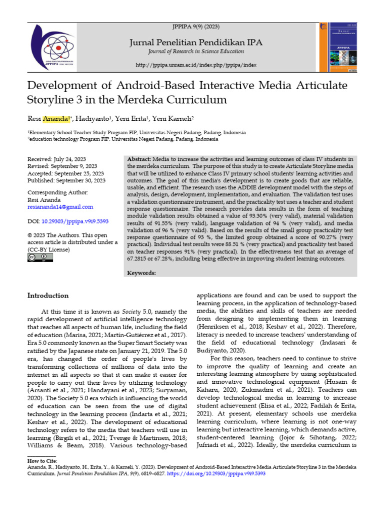 Development of Android-Based Interactive Media in The Merdeka Curriculum | PDF | Multimedia ...