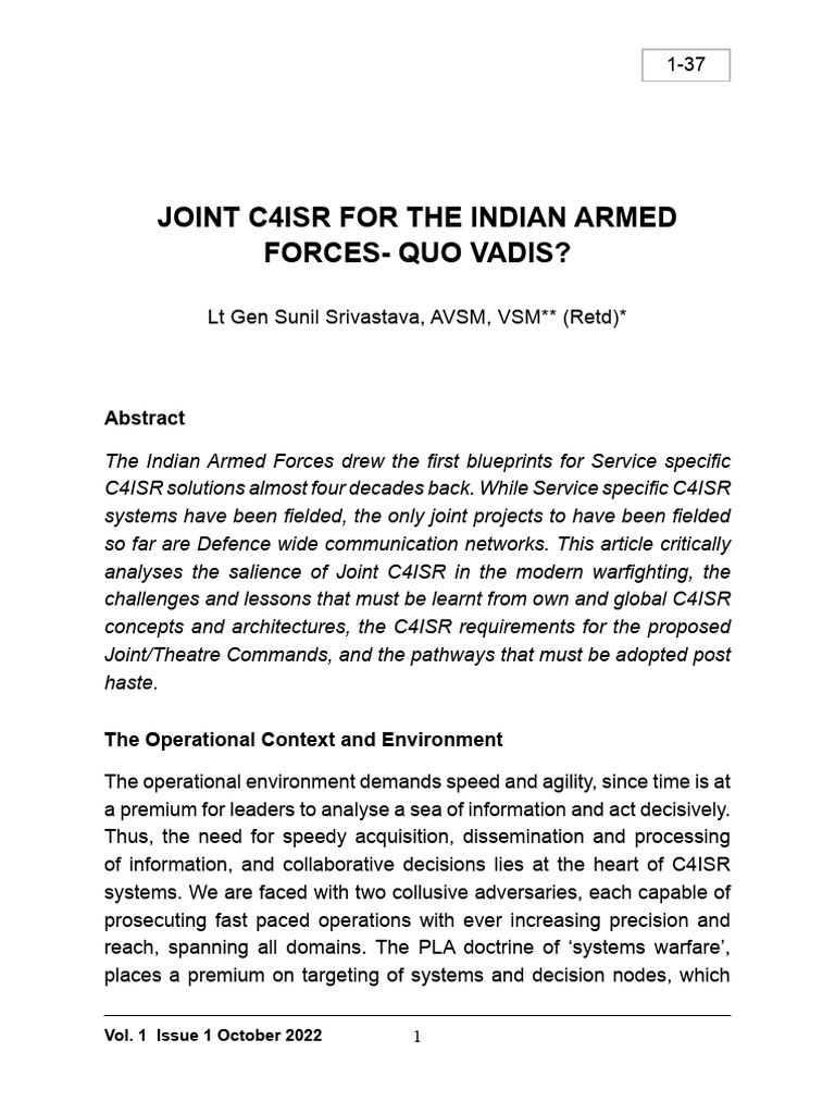 1 Joint C4ISR For The Indian Armed Forces by LT Gen Sunil Srivastava ...