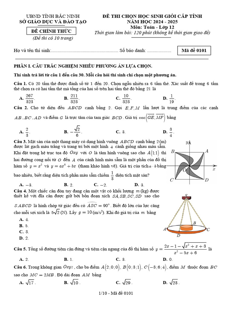 De Chon Hoc Sinh Gioi Tinh Toan 12 Nam 2024 2025 So Gddt Bac Ninh | PDF