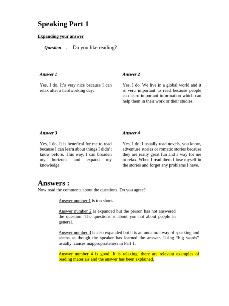 Handout 3B Extending Your Answers With Explanations | PDF