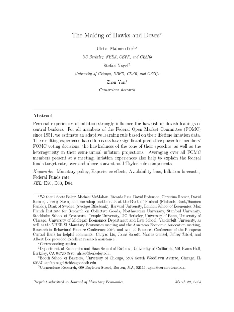 The Making of Hawks and Doves | PDF | Personal Consumption Expenditures ...