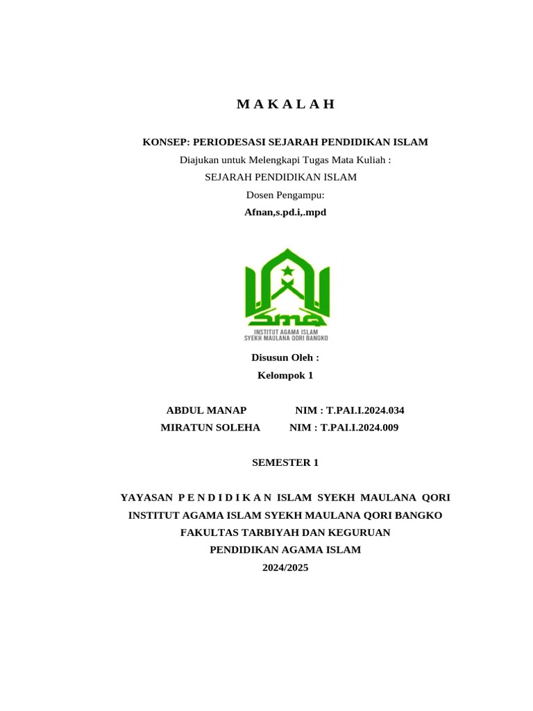 Ibu Afnan Sejarah K1 S2 | PDF