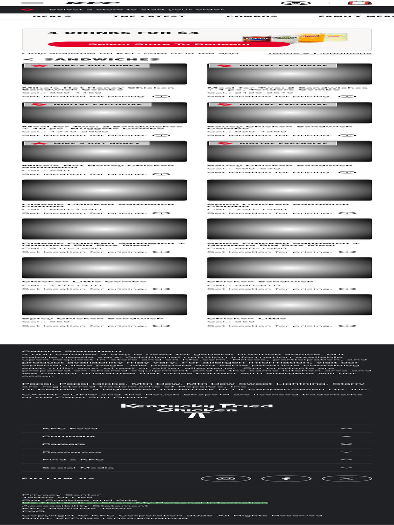 KFC Menu and Nutrition Information | PDF | Pepsi Co | Foods
