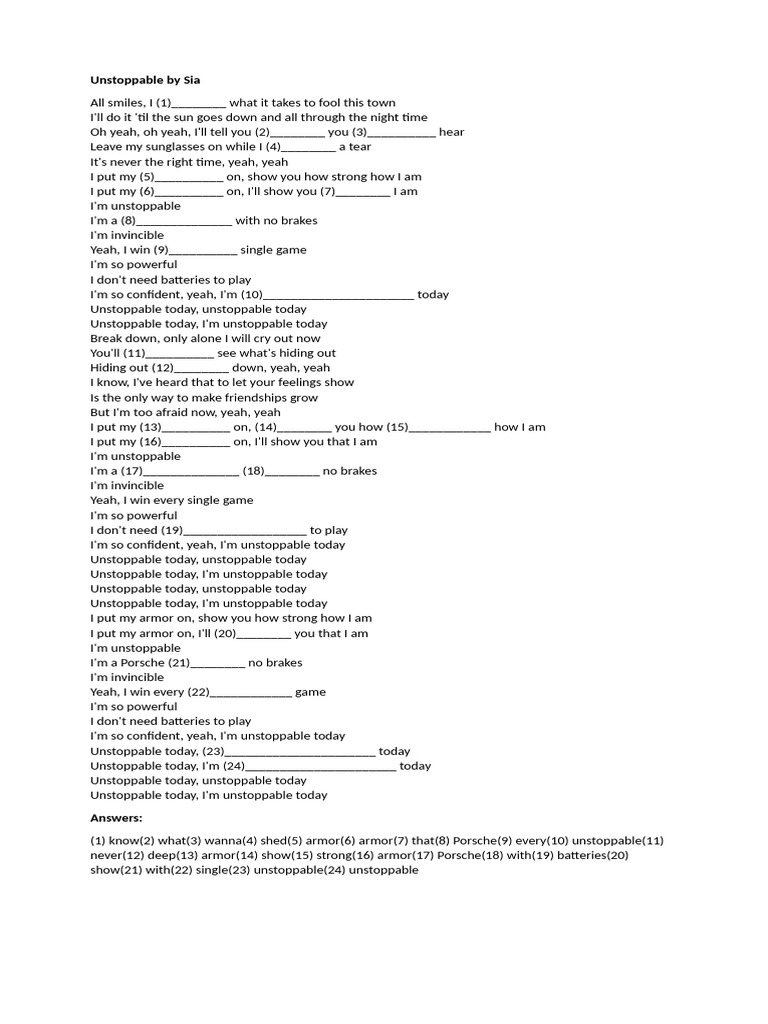 Unstoppable by Sia | PDF