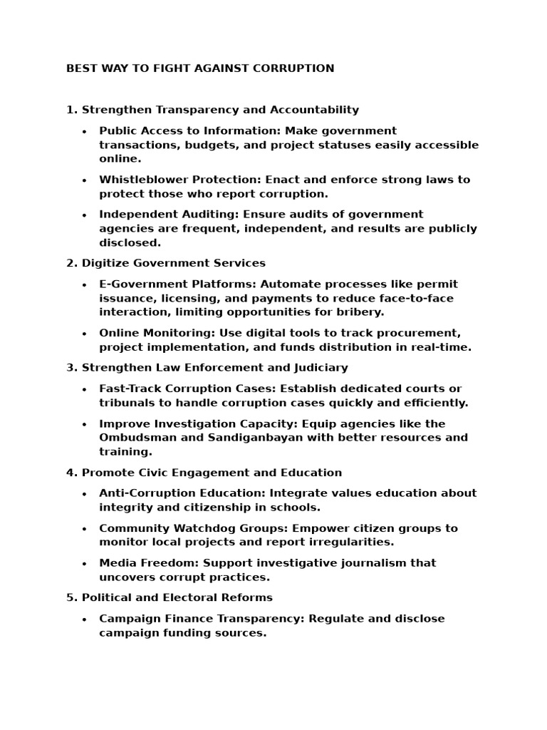 Effective Strategies to Combat Corruption | PDF
