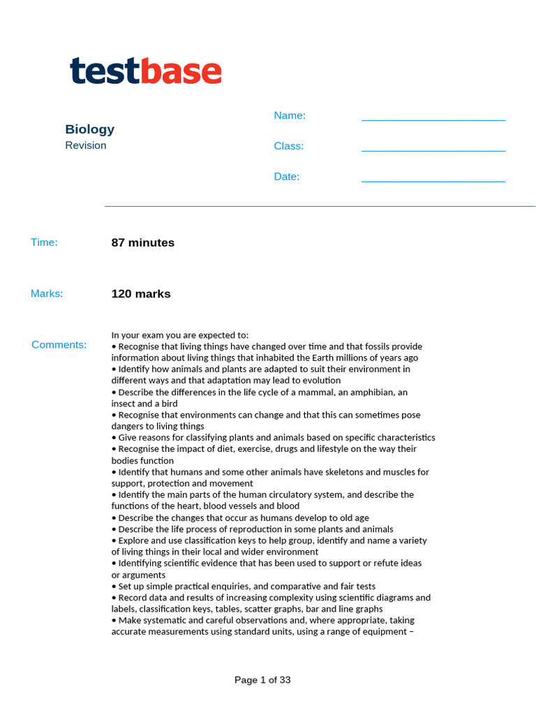 Biology Exam Revision Guide | PDF | Blood | Heart