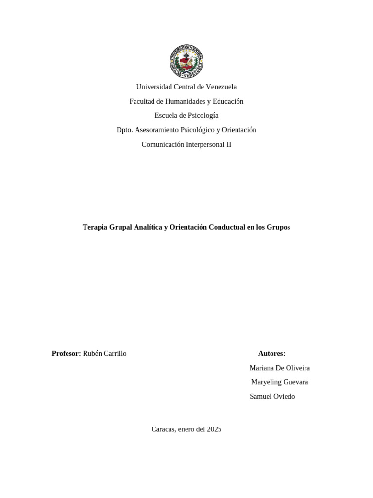 Terapia Grupal y Orientación Conductual | PDF | Psicoanálisis ...