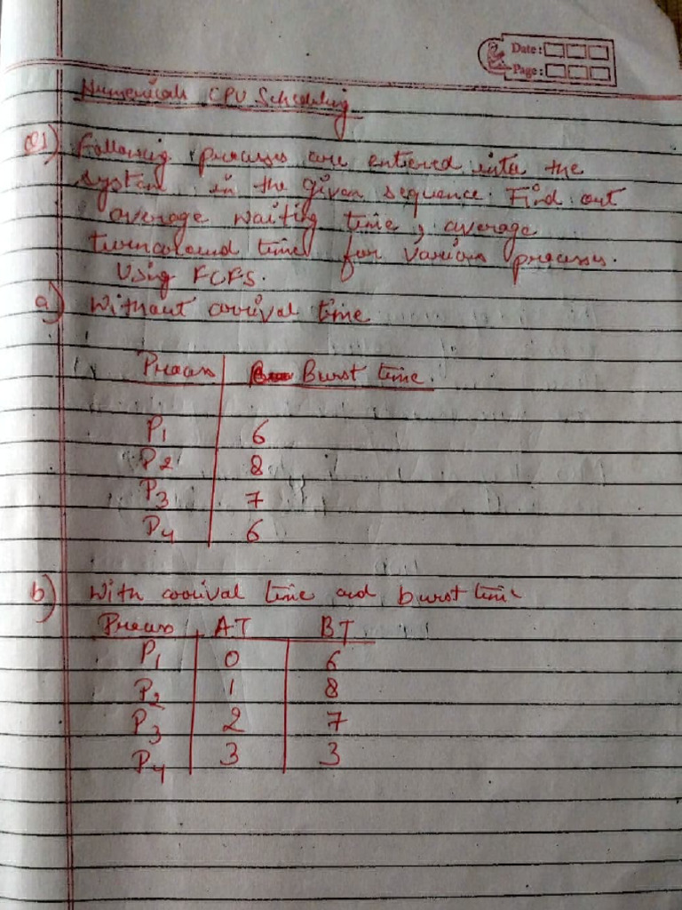CPU Scheduling Numericals | PDF