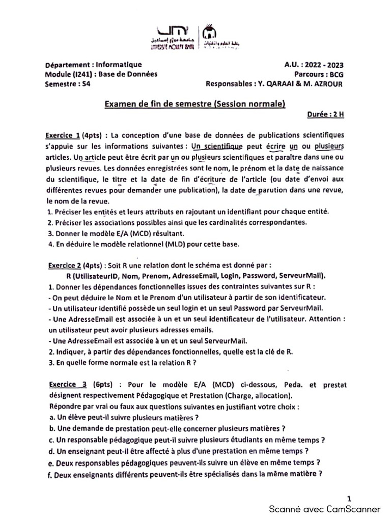 Examens 2023 | PDF
