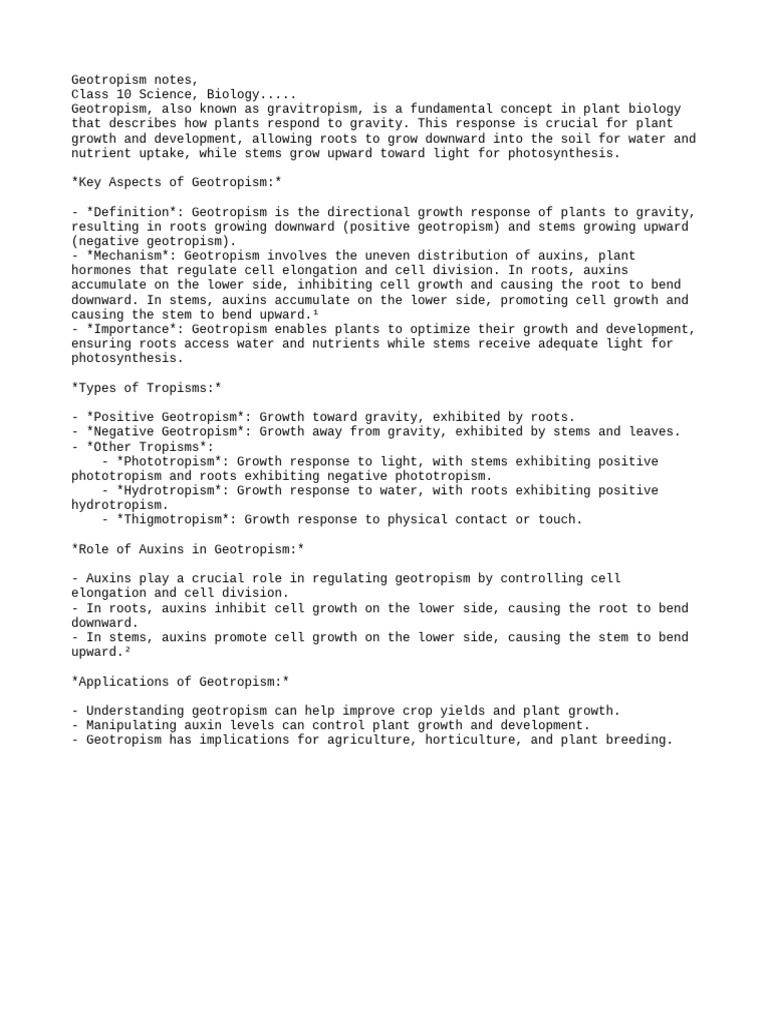 Understanding Geotropism in Plants | PDF