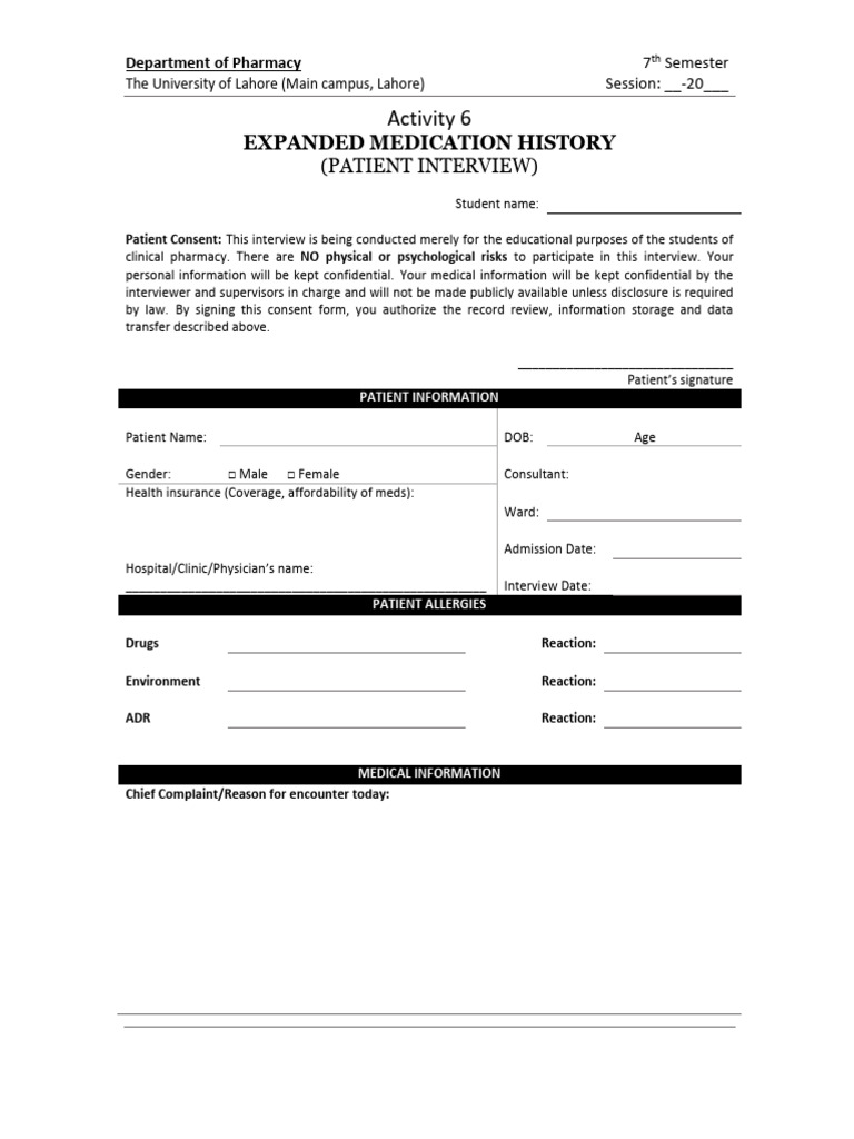 Activity 6 Medication History | PDF | Pharmacy | Prescription Drugs