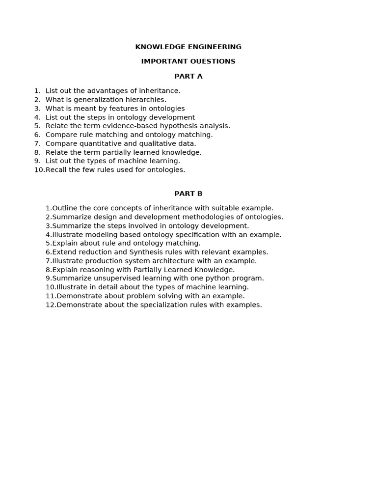 Knowledge Enginering Important Question | PDF