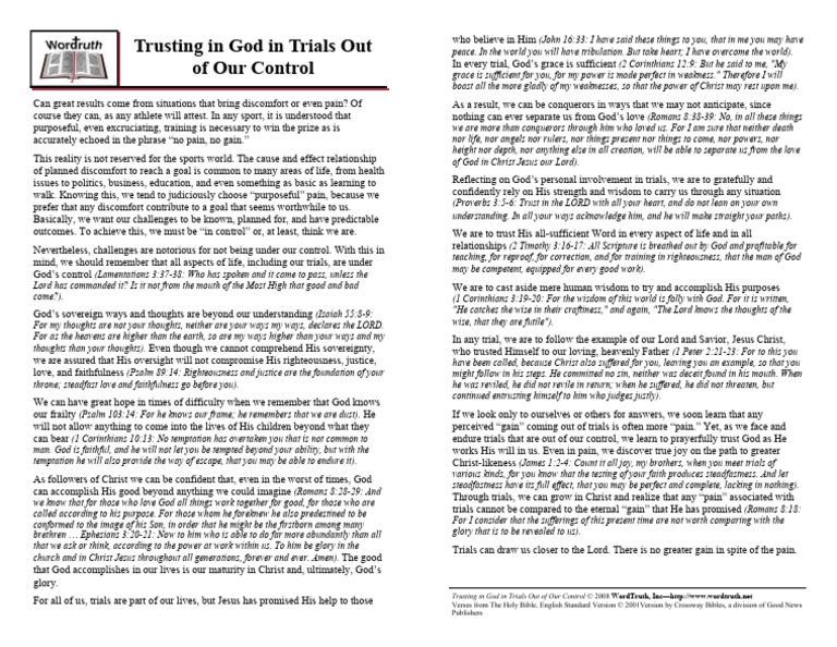 Trusting God Through Life's Trials | PDF | Jesus | Wisdom