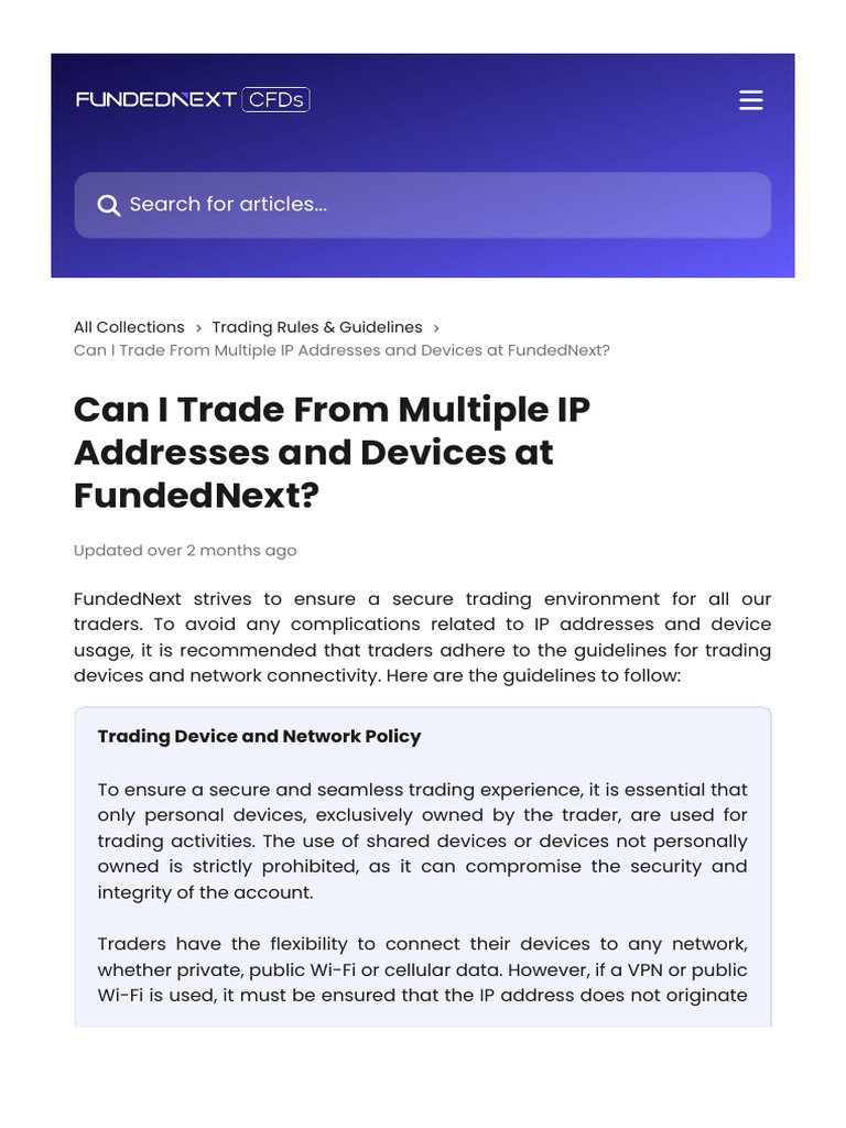 Can I Trade From Multiple IP Addresses and Devices at FundedNext ...