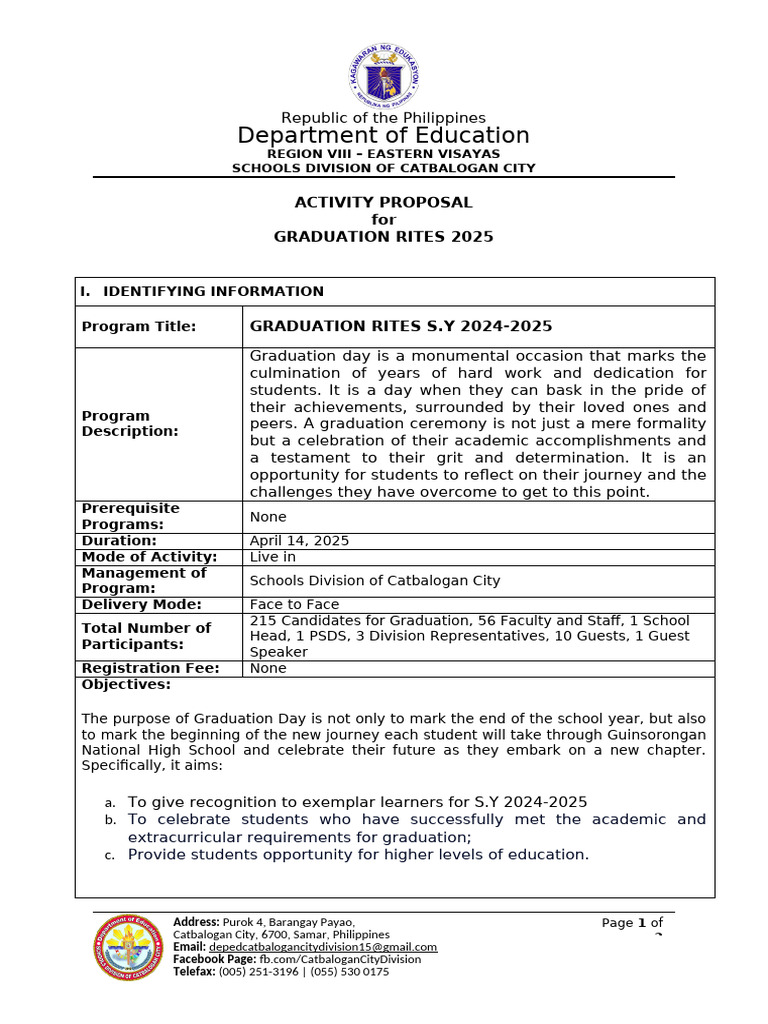 Graduation Rites Proposal 2025 | PDF