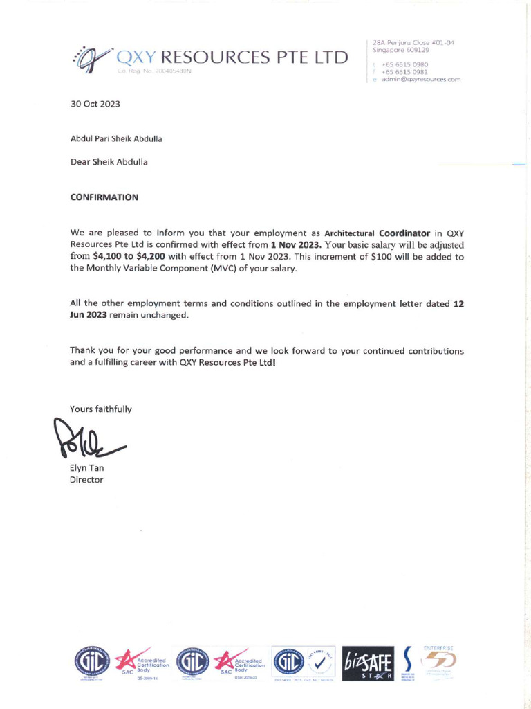 Sheik Abdullah (Confirmation Letter) - Compressed | PDF