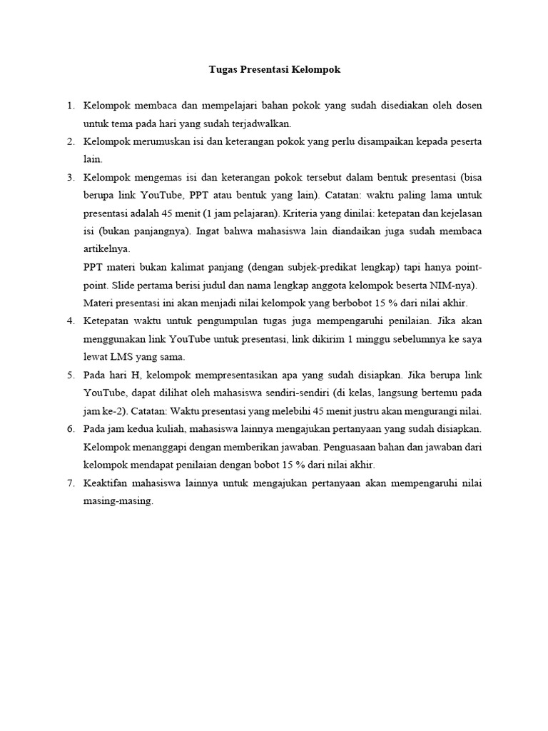 Tugas Presentasi Kelompok | PDF