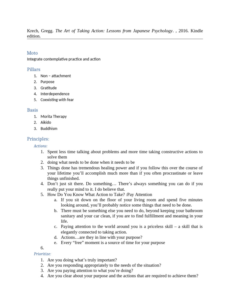 The Art To Take Action (Summary) | PDF | Thought | Mind