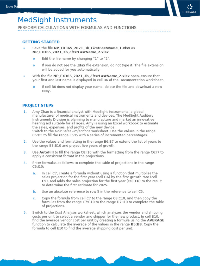 Instructions NP EX365 2021 3b | PDF | Microsoft Excel | Worksheet