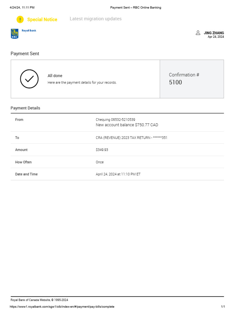 Tax 2023 Owning Receipt | PDF