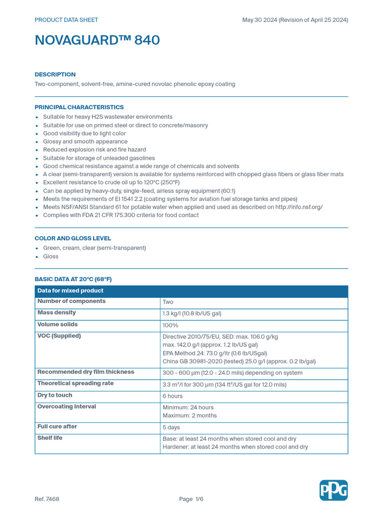 Novaguard 840 Product Data Sheet | PDF | Legal Liability | Paint