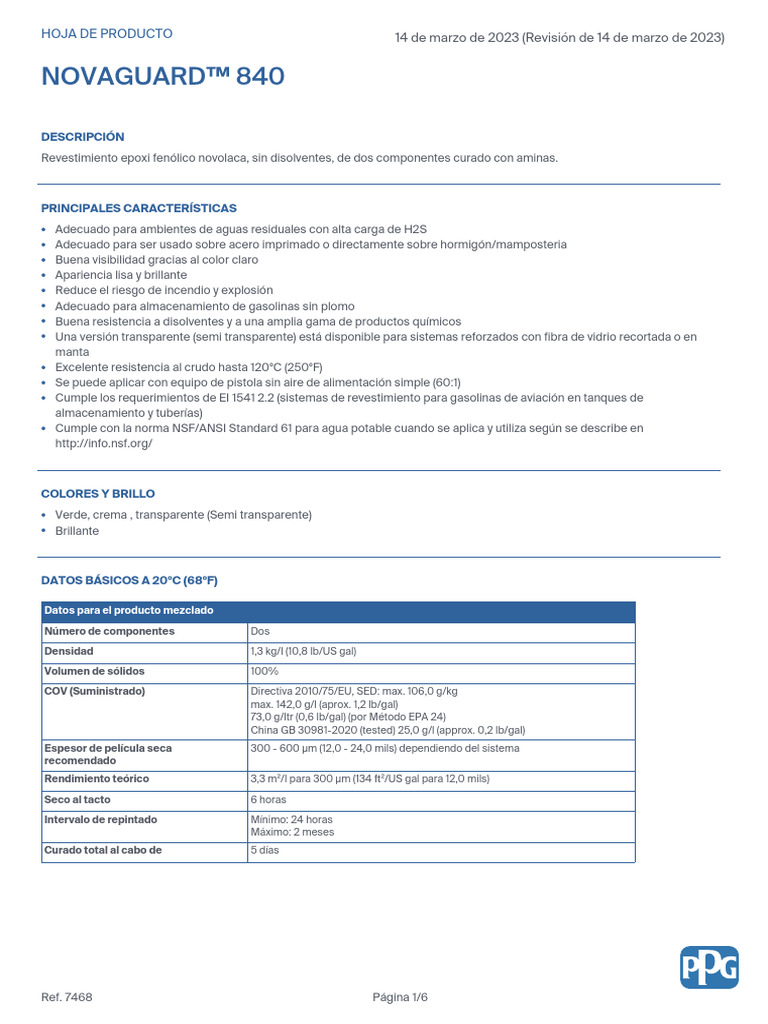 NOVAGUARD 840-890 HRD CREAM 3002001400 - HOJA DE PRODUCTO v2023 | PDF