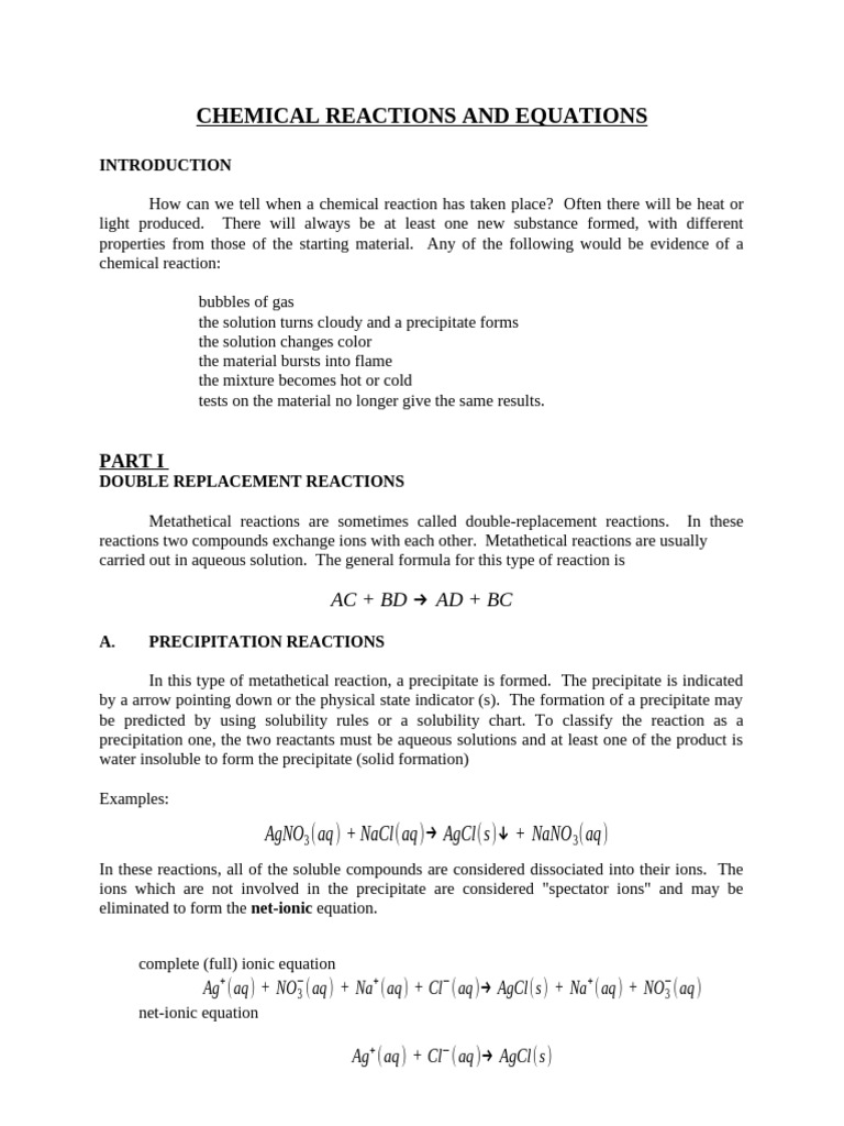 Chemical Reactions and Equations | PDF | Chemical Reactions | Hydroxide