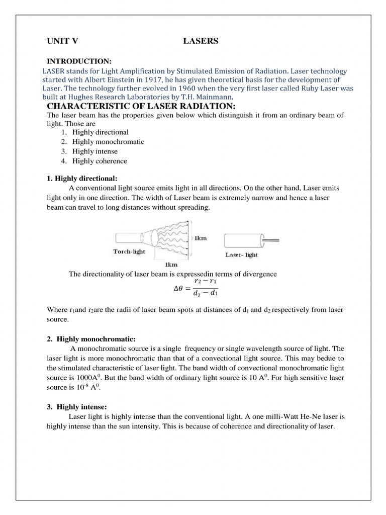 Share Unit 5 Laser and Optical Fiber | PDF