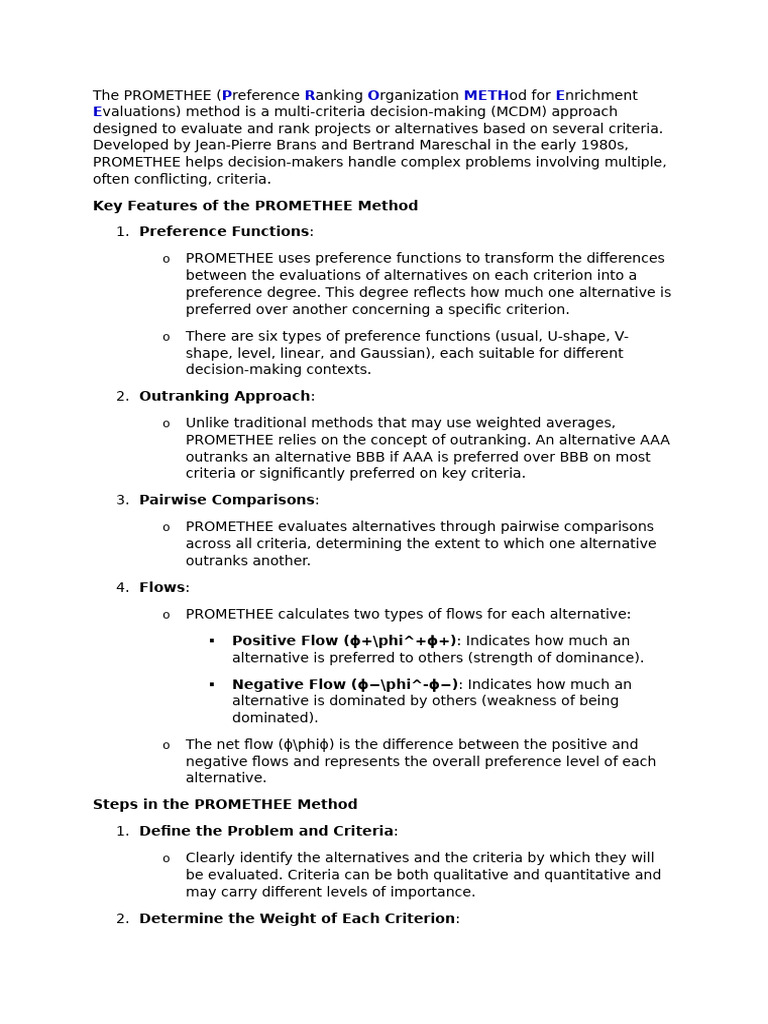 The PROMETHEE | PDF | Applied Mathematics | Decision Making