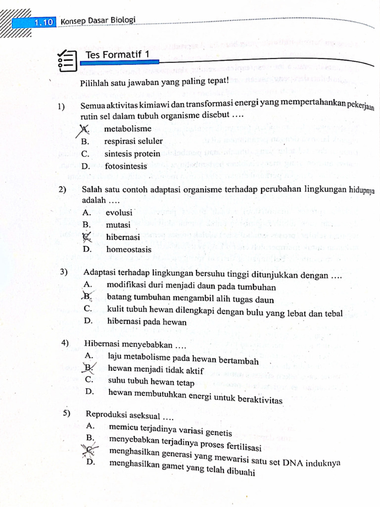 Kumpulan Soal Formatif Modul Biologi | PDF
