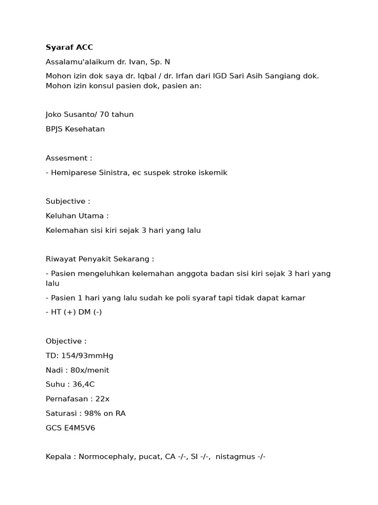 Syaraf Assesment IGD | PDF