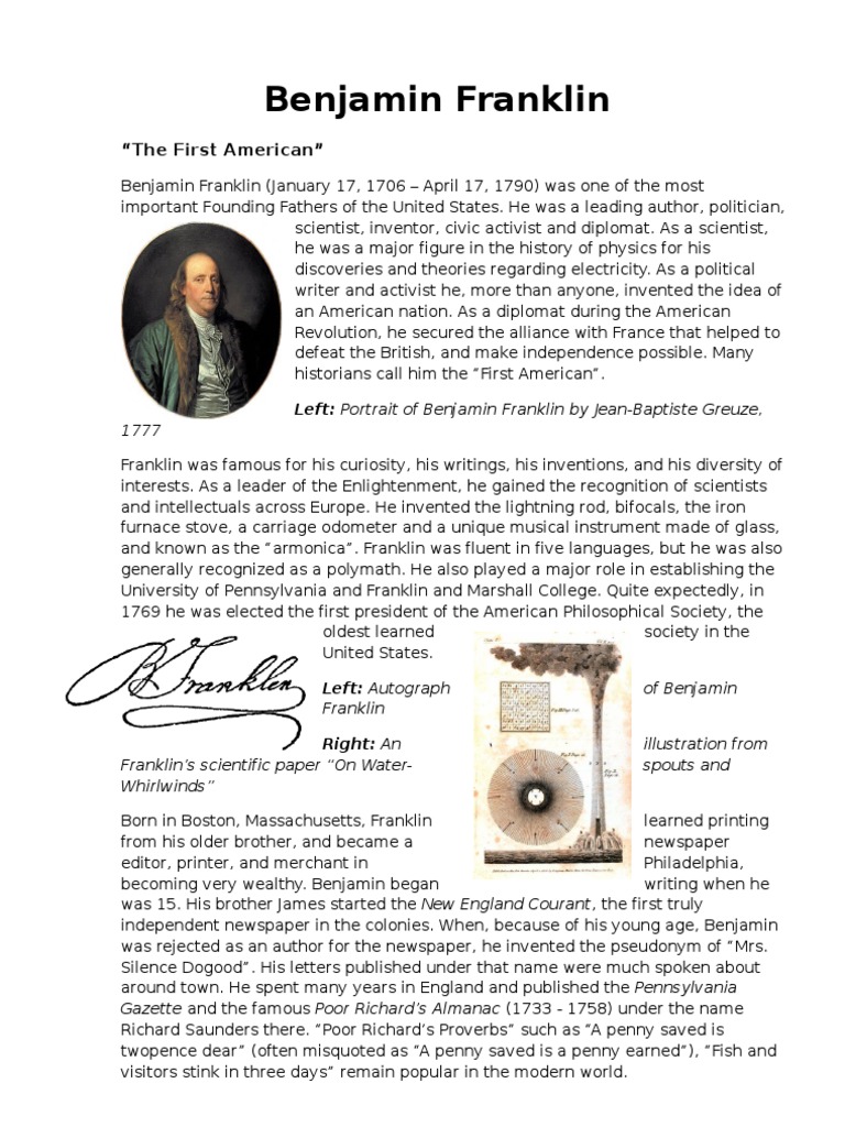 Ben Franklin | PDF | Benjamin Franklin | The United States
