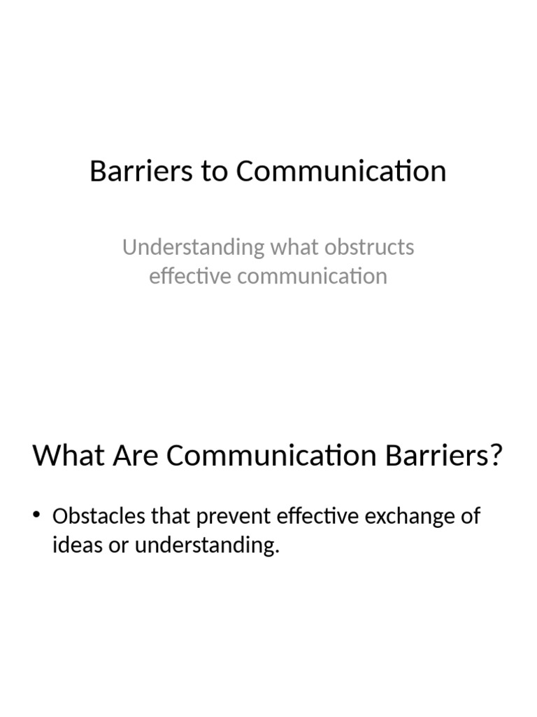 Overcoming Communication Barriers | PDF