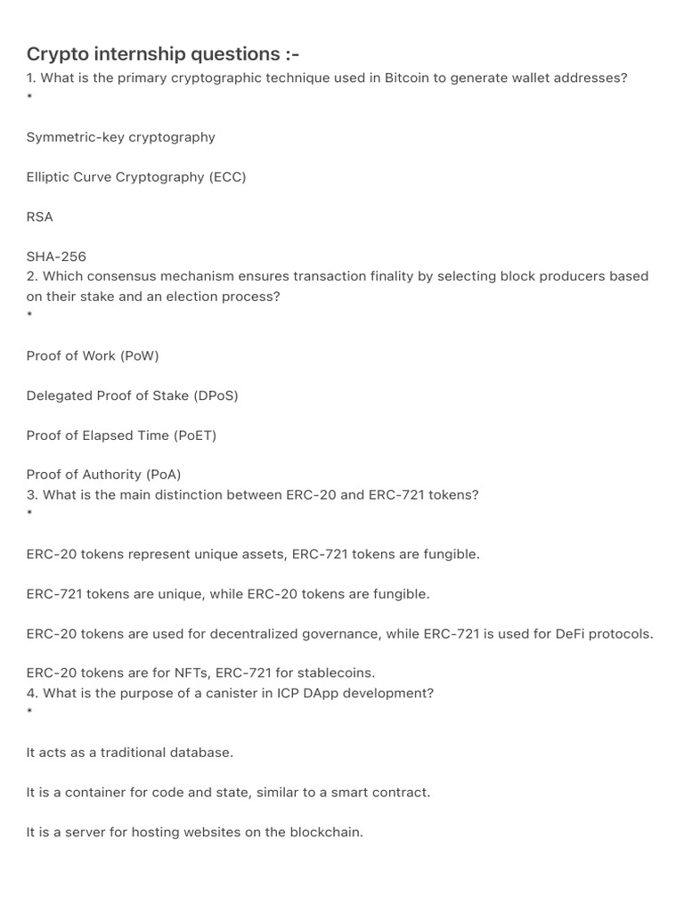 Crypto Internship Questions | PDF | Cryptocurrency | Cryptography